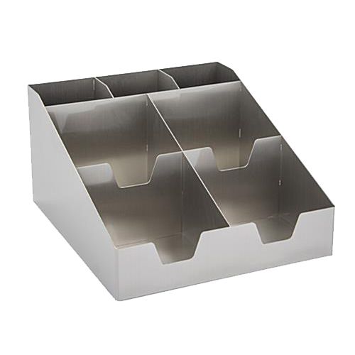 Displays2Go SSSTN17SIL2 7 Compartment Coffee Condiment Holder | Wasserstrom