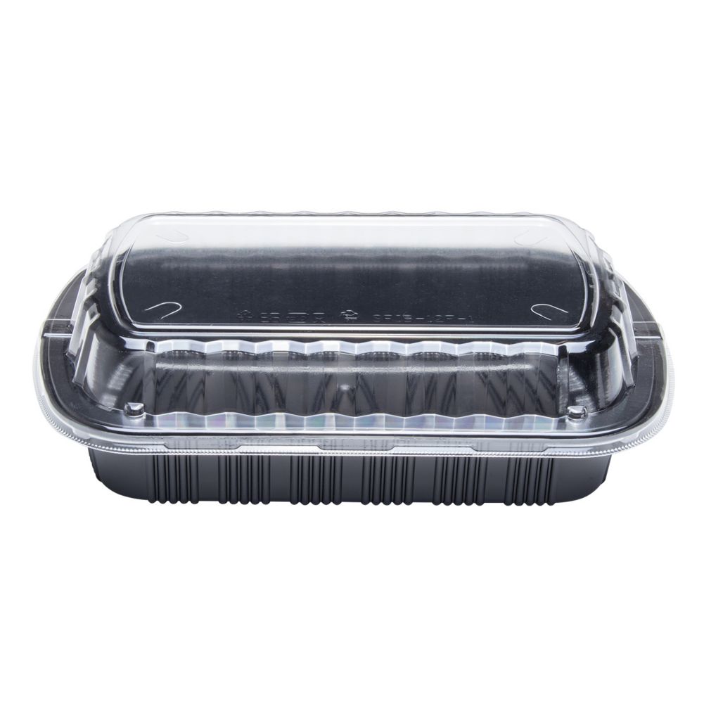 Darling Food Service Black Half-Slab Rib Container with Lid - CS / 100 ...