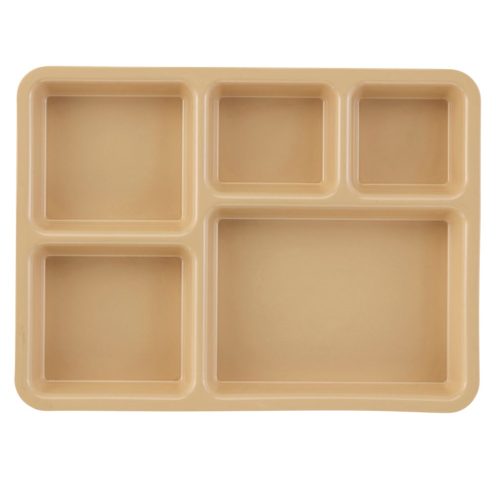 Cambro 1411CP161 Copolymer Tan 5-Comp. Meal Delivery Tray | Wasserstrom
