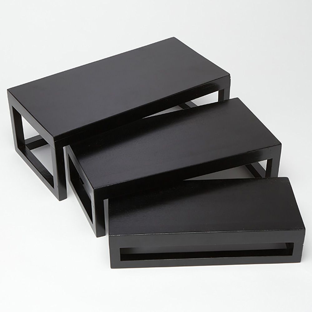 American Metalcraft AWRRP 3-Pc. Black Wooden Rectangle Riser Set ...