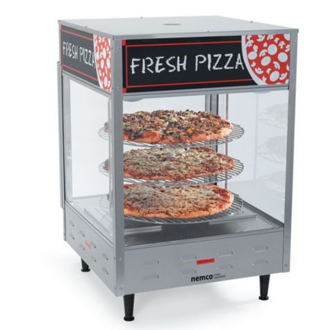 Nemco 6452-2 120V Rotating Heated Pizza Display Case | Wasserstrom