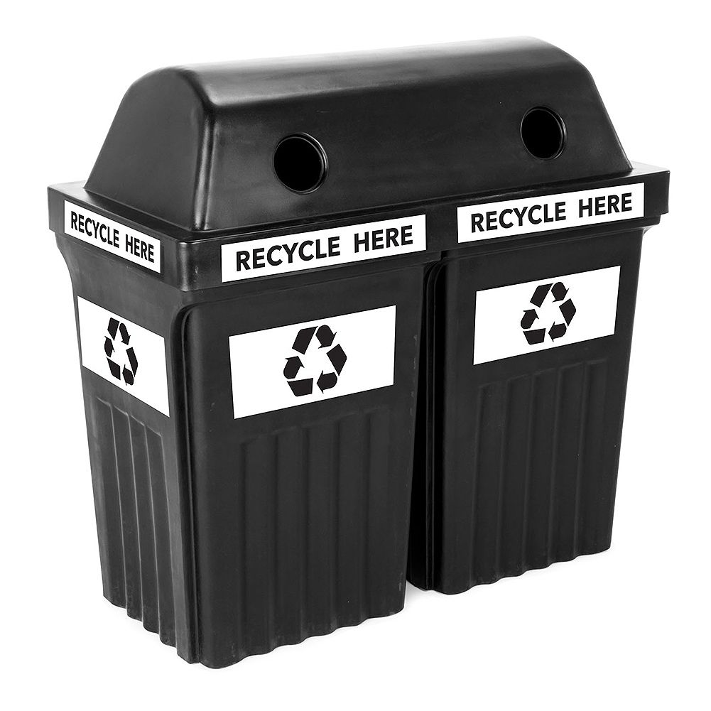 Iowa Rotocast 3201391 Black Double Recycle Container with Graphic ...
