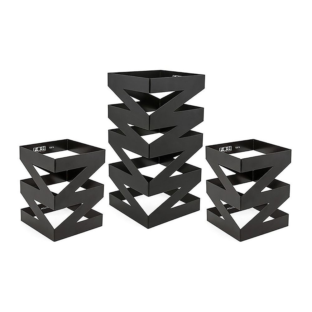FOH BRI006BKI28 Set Of 3 Matte Black Zig Zag Riser Set | Wasserstrom