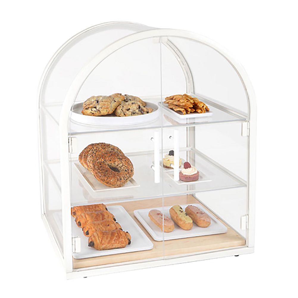 Cal-Mil 22410-15 Blonde Arched 3 Shelf Display Case | Wasserstrom