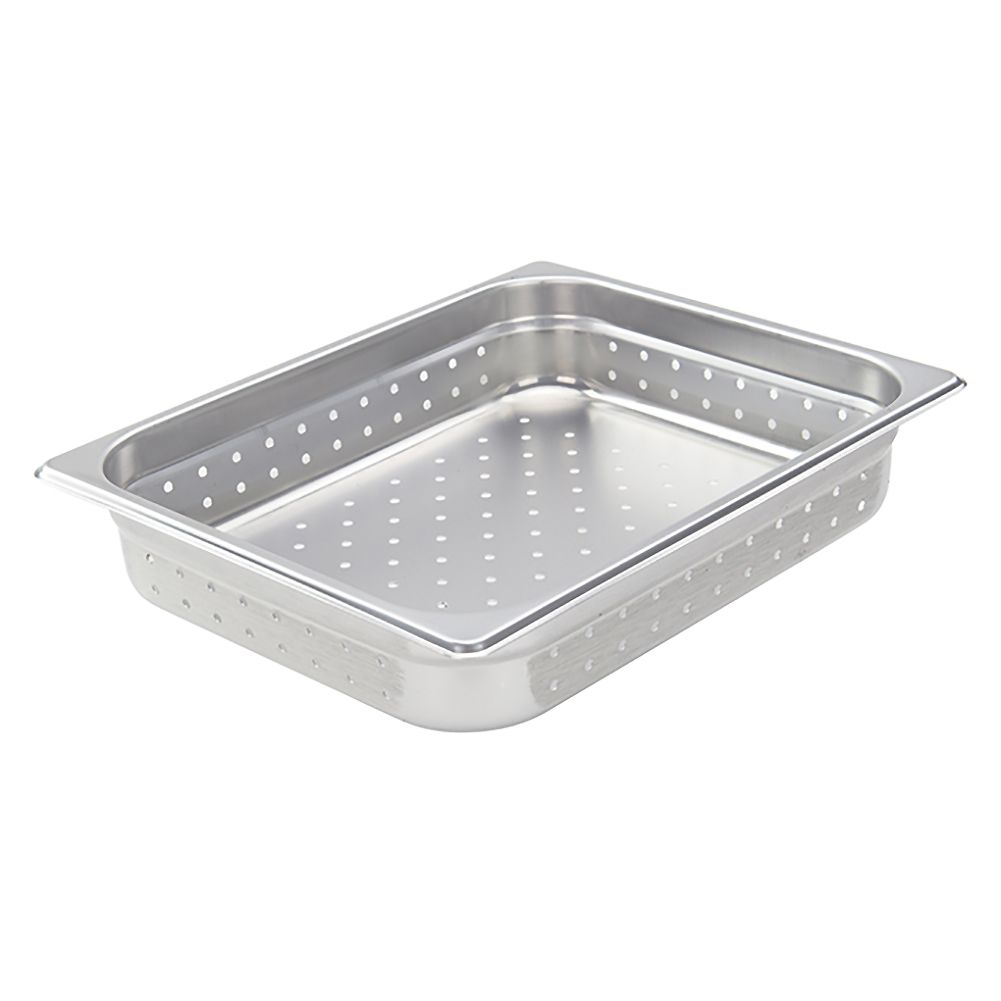 Winco SPJH-202PF S/S Perforated 1/2 Size x 2.5"D Hotel Pan | Wasserstrom