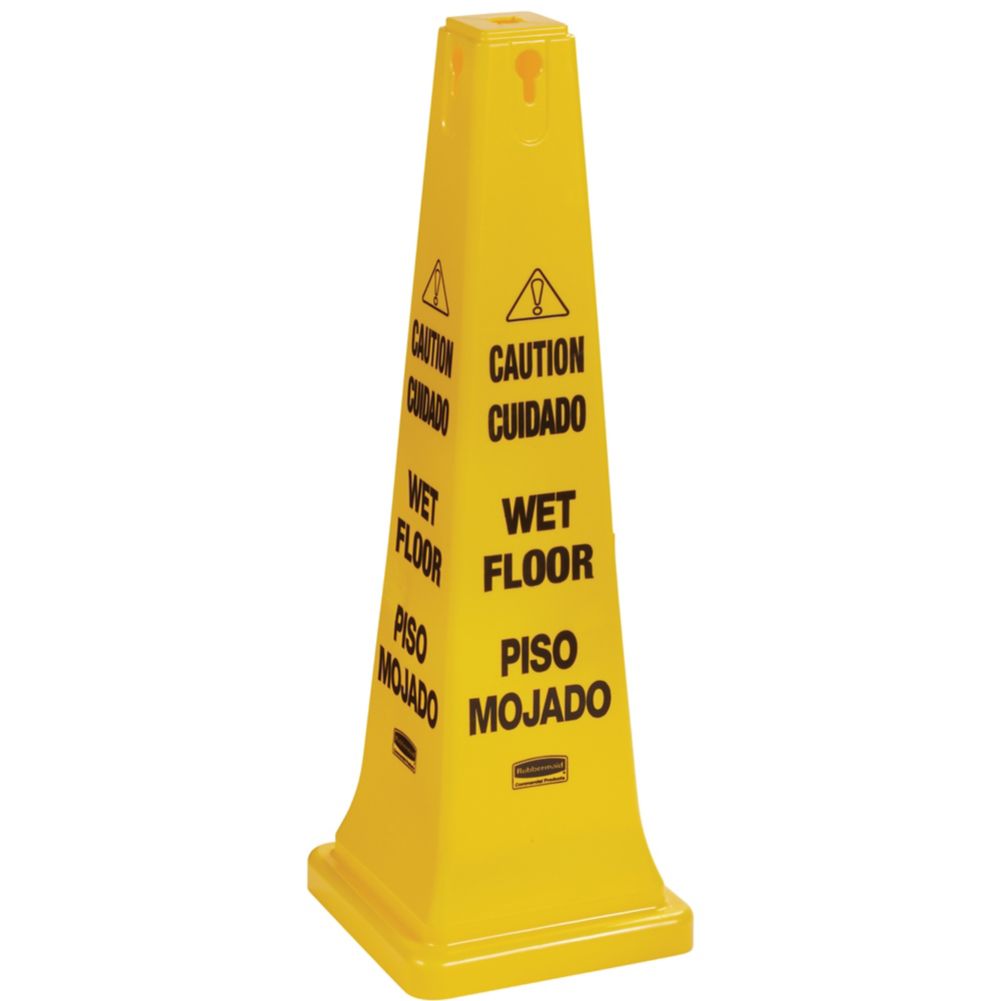 Rubbermaid FG627677 Multilingual 36 In. Wet Floor Safety Cone | Omega
