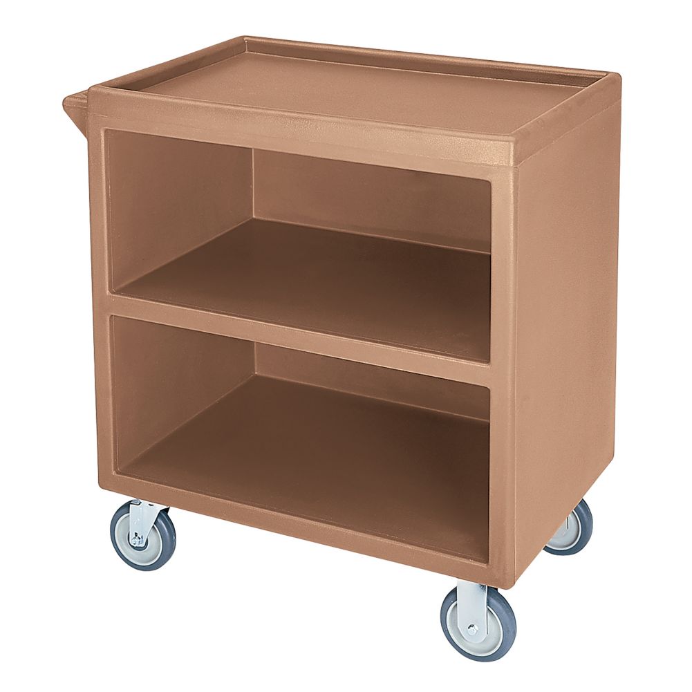 Cambro BC330157 Coffee Beige Closed Side 3-Shelf Service Cart | Wasserstrom