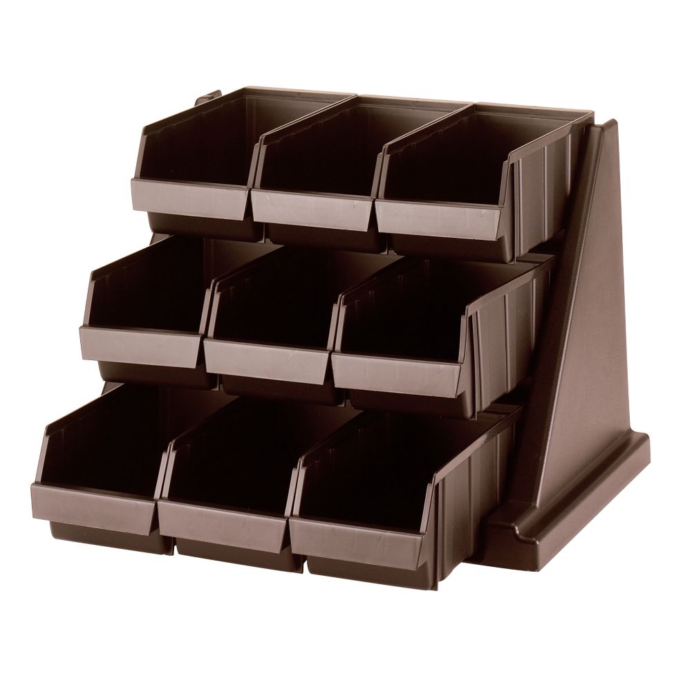 Cambro® 9RS9131 Versa Dark Brown 9-Bin Organizer Rack | Wasserstrom
