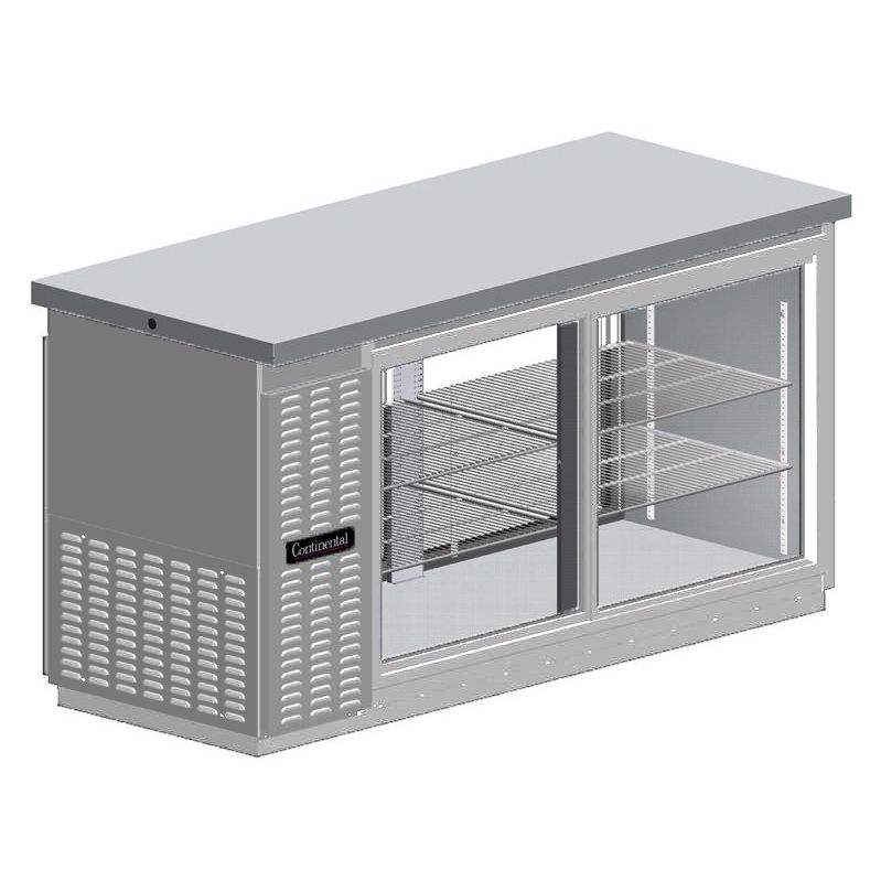 Continental 15 Cf Back Bar Sliding Glass Door Pass-Thru Shallow Cooler ...