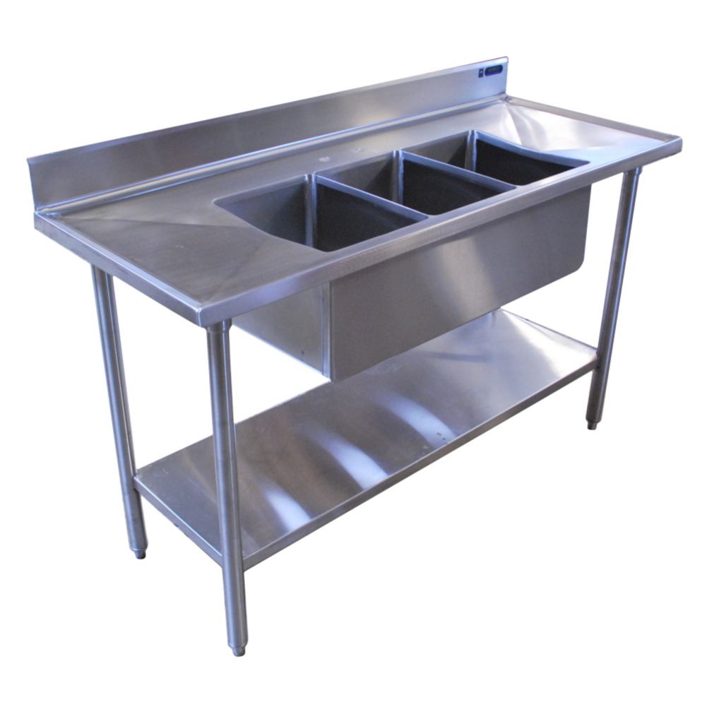 Amtekco CSMS-48 48" Mini 3-Compartment Sink w/ Two Drain boards ...