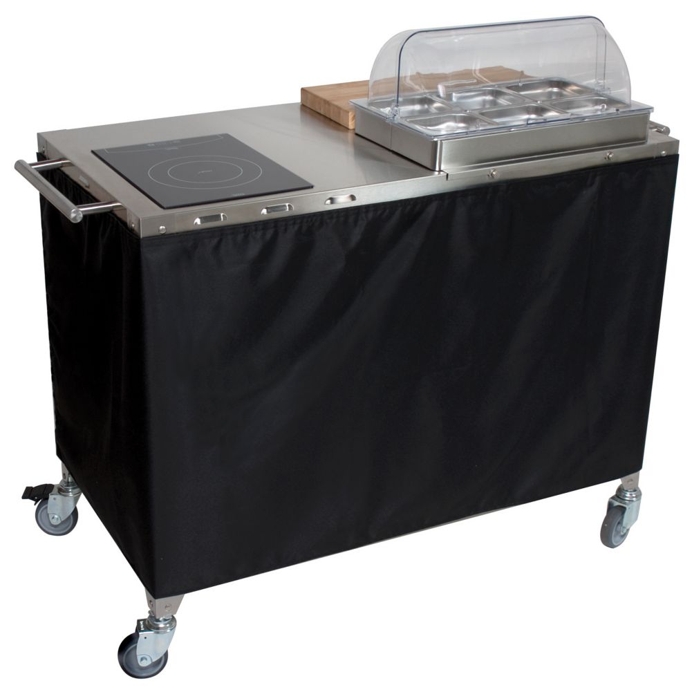 Cadco Mobile Chef Cart W/6 Sixth Size Steam Pans, CBC-PHR-6 | Wasserstrom