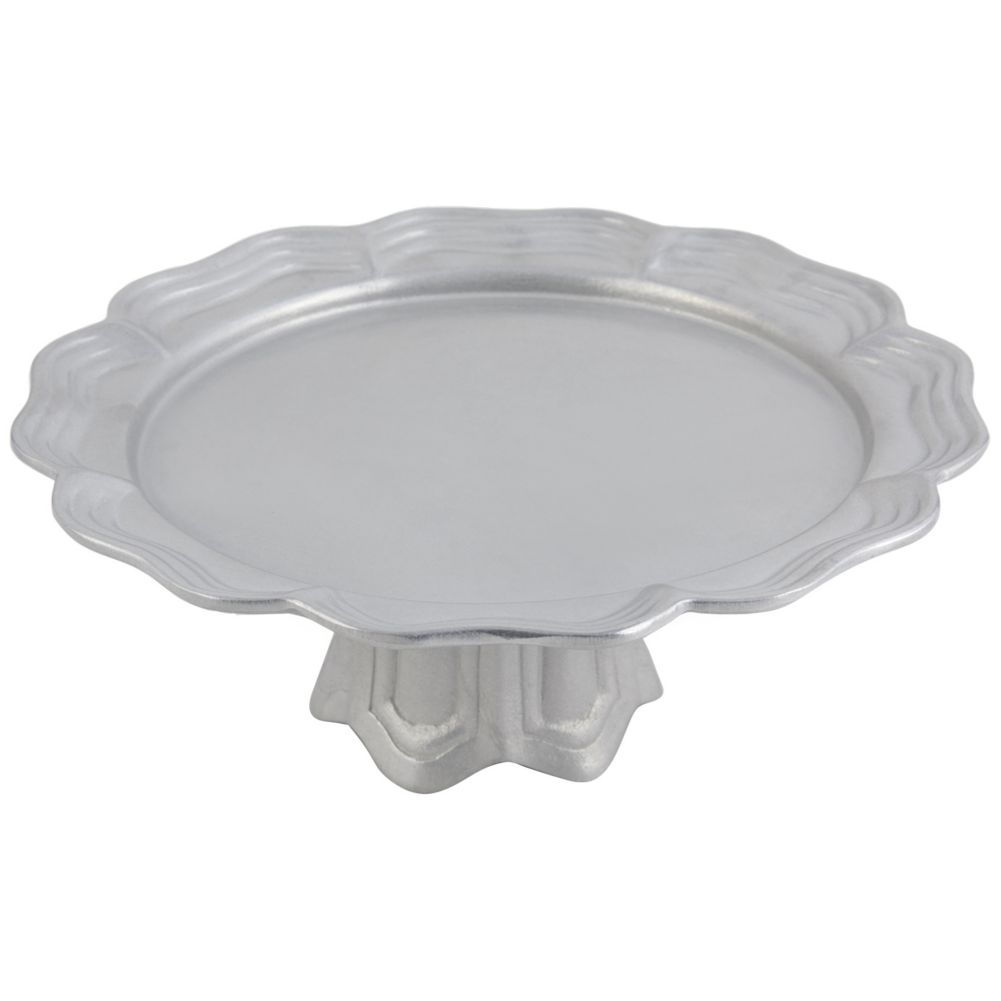 Bon Chef Pewter Glo Round 13" Queen Anne Pedestal Platter | Wasserstrom