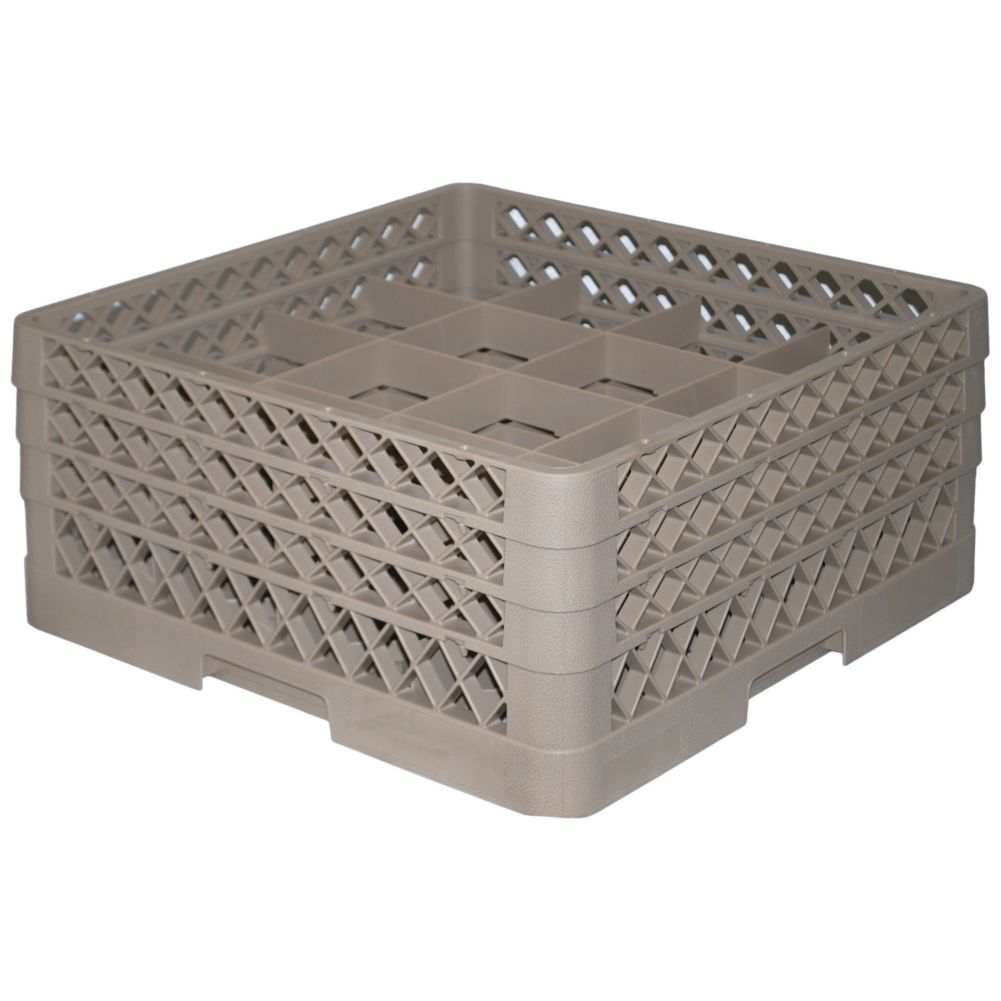 Traex TR4DDA Beige 16 Comp Glass Rack w/ 2 Regular and 1 Open Extender ...