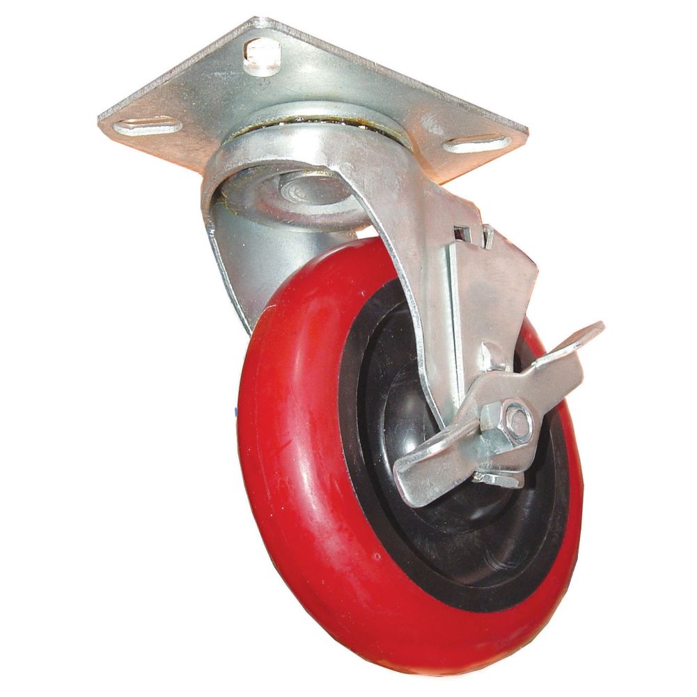 Win-Holt 738 Swivel Plate Caster with 5 x 1-1/4" Rubber Wheel | Wasserstrom