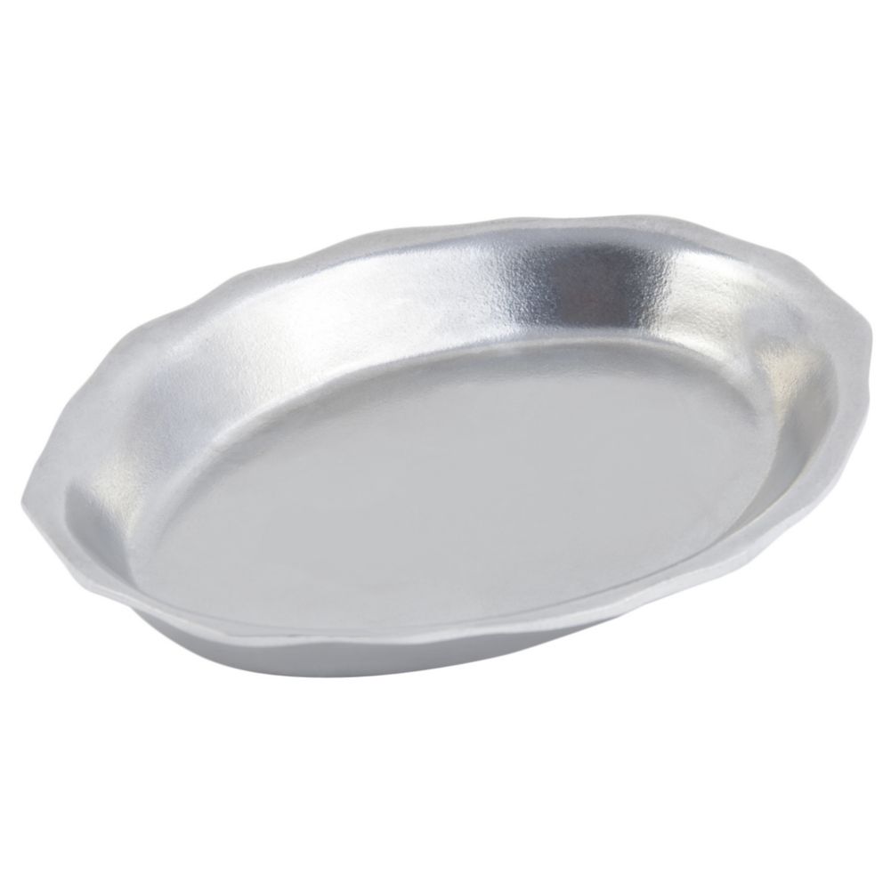 Bon Chef Pewter Glo 7 x 9 Queen Anne Sandwich Platter | Wasserstrom