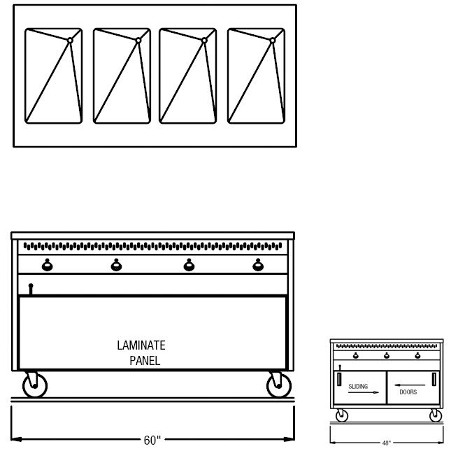 Randell® 14G HTD-4S RanServe Open Cabinet 4 Well Hot Food Table ...