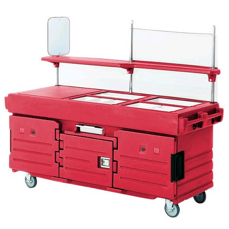 Cambro CamKiosk® Cart w/ 4 Pan Wells, Hot Red | Wasserstrom